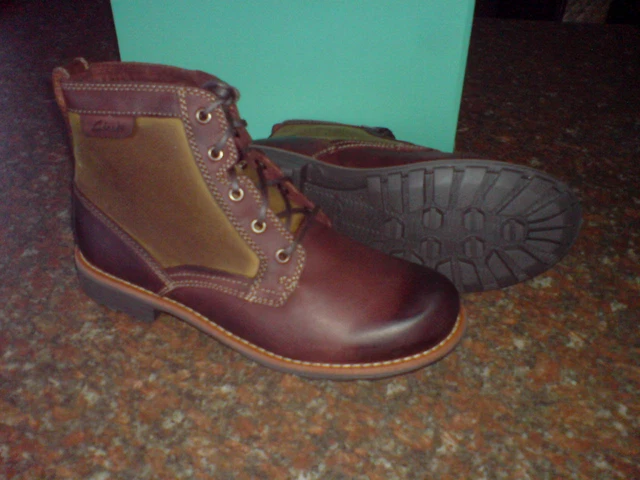 CLARKS MENS ** MIDFORD DRILL ** Chestnut Combi Lea Hiker Boots ** UK 7 ...
