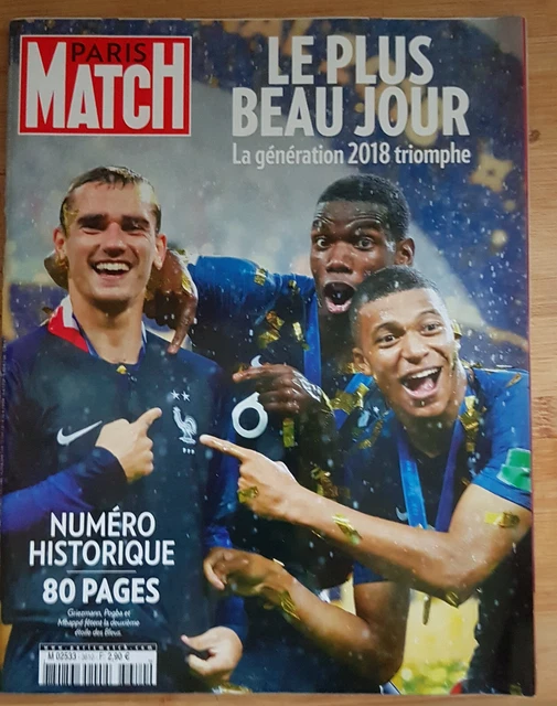 MAGAZINE PARIS MATCH n°Historique "Le plus beau jour" FRANCE championne ...