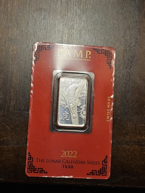2022 PAMP LUNAR Calendar Series Year Of The Tiger 10 gram .999 Silver ...