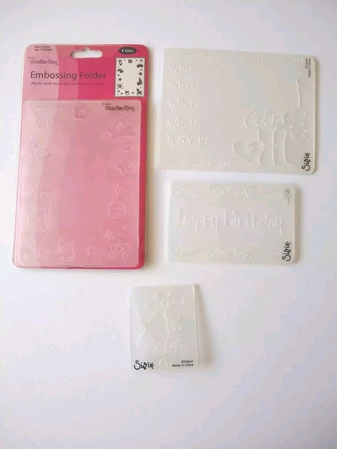 EMBOSSING FOLDER BUNDLE 4 Embossing Folders Sizzix Various Designs ...