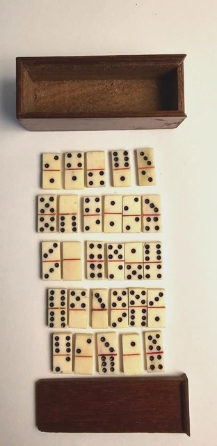 RARE JEU ANCIEN DE DOMINOS MINIATURES COMPLET EN BOITE 19ème siècle ... RARE JEU ANCIEN DE DOMINOS MINIATURES COMPLET EN BOITE 19ème siècle ...