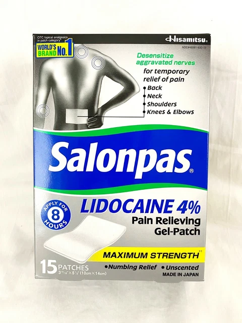 SALONPAS LIDOCAINE PAIN Relieving Maximum Strength Gel - 15 Patches EUR ...