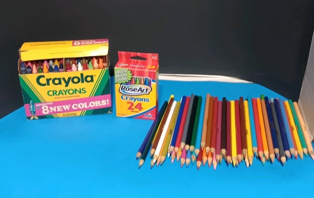 VTG 1990 BOX 64 Crayola Crayons 8 New Colors W/ Colored Pencils ...