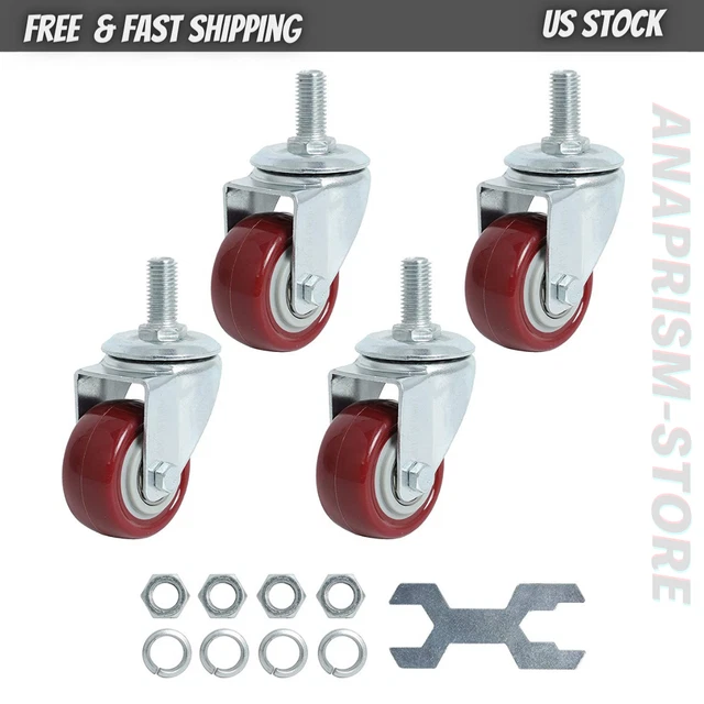 SWIVEL CASTER WHEELS 2 Inch Heavy Duty Threaded Stem Casters 1/2"-13 X ...