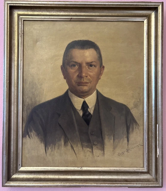 HUGO LEHMANN SIGNIERT Porträt / leinwand antik vintage SELTEN / 61 x 71 ...