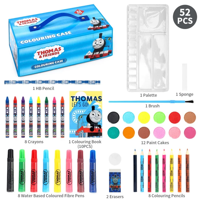 THOMAS THE TANK Engine 52pcs Kids Colouring Set Watercolour Felt Tip ...