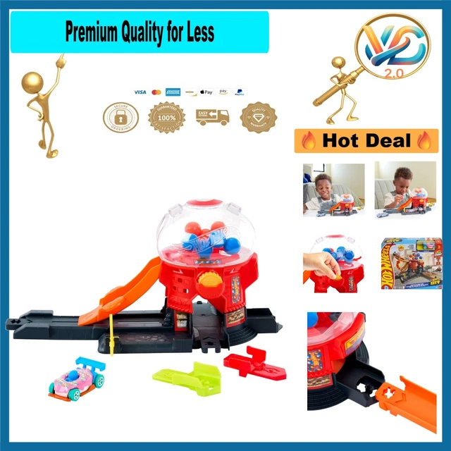 HOT WHEELS DOWNTOWN Candy Shop Playset with 1:64 Car & Track System ...