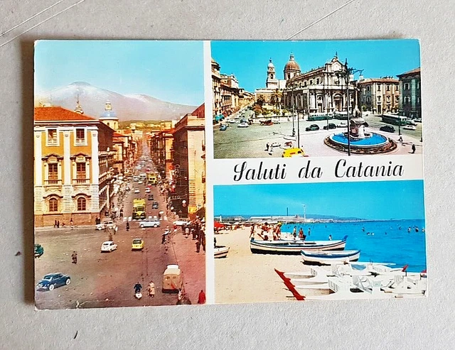 CARTOLINA CATANIA SALUTI da vedute formato grande 1966 EUR 6,90 ...