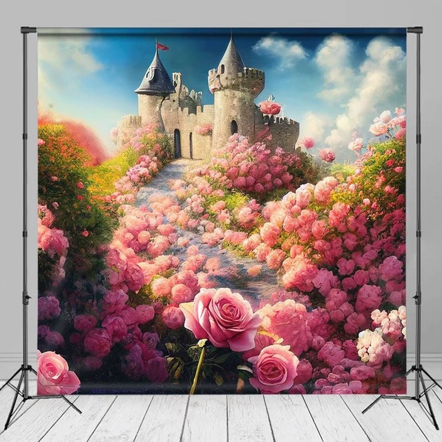 MEDIEVAL CASTLE PINK Rose Square Backdrop For Photo $37.90 - PicClick AU