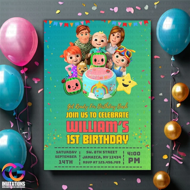EDITABLE COCOMELON BIRTHDAY Party Invitation, Kids Birthday Party ...