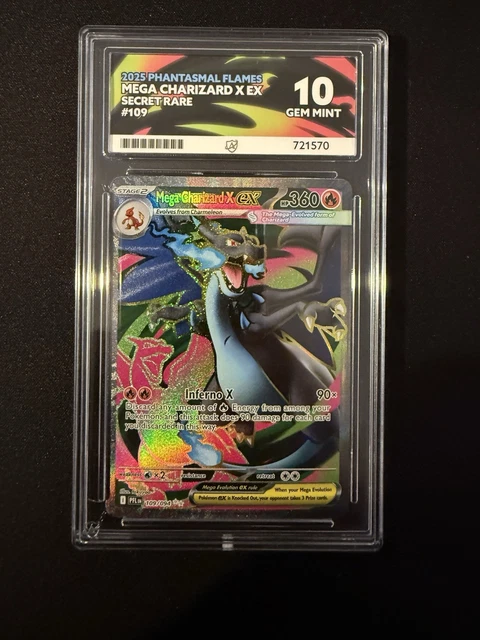 MEGA CHARIZARD X EX 109/094 Me02: Phantasmal Flames Holo Ace Gem Mint ...