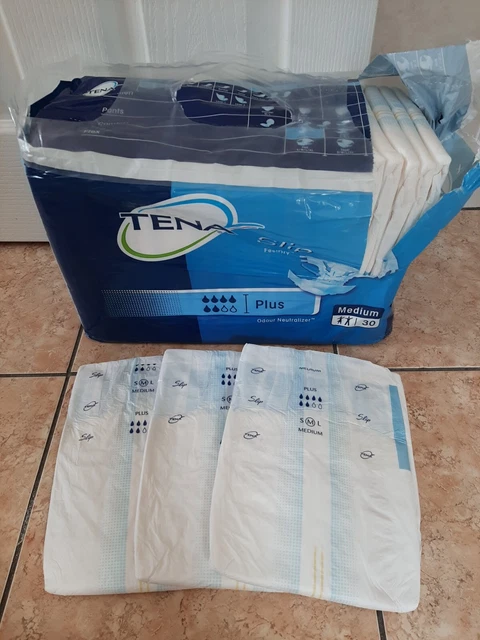 RARE 3 X Tena Plus adult nappies. Full plastic backed. Size M. AB/DL ...