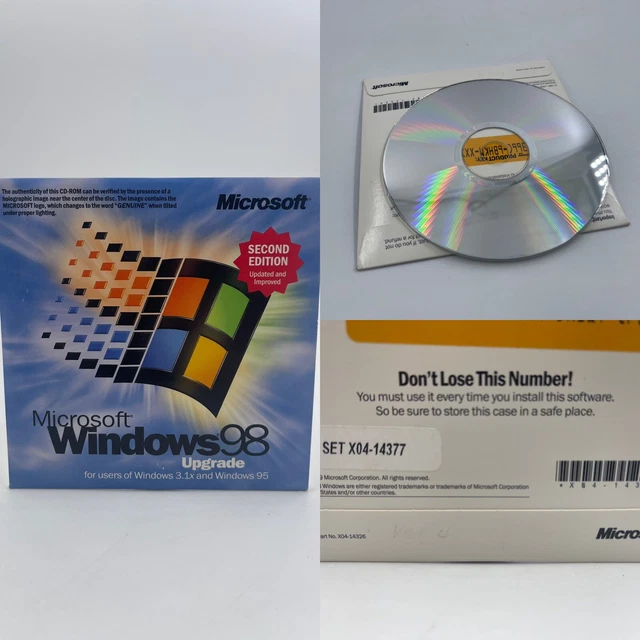 MICROSOFT WINDOWS 98 Second Edition SE Upgrade with cd key $35.00 ...