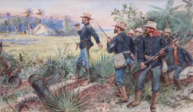 WILLIAM SHEPPARD-CIVIL WAR Artist-Original Signed WC-Spanish American ...