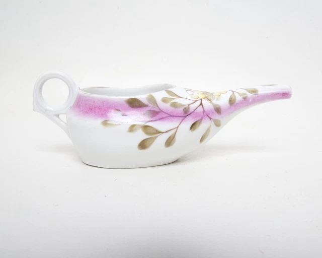 ANTIQUE INFANT FEEDER Invalid Cup Pap Boat Shallow Dish With Spout Neti ...