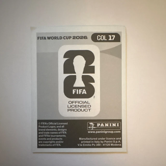 PANINI FIFA WORLD Cup 2026 Sticker COL 17 Jhon Arias Colombia Player ...
