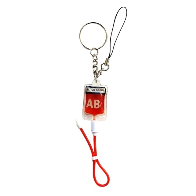 CREATIVE BLOOD BAG Keychain a B O AB RH Car Key Holder New Blood Type ...