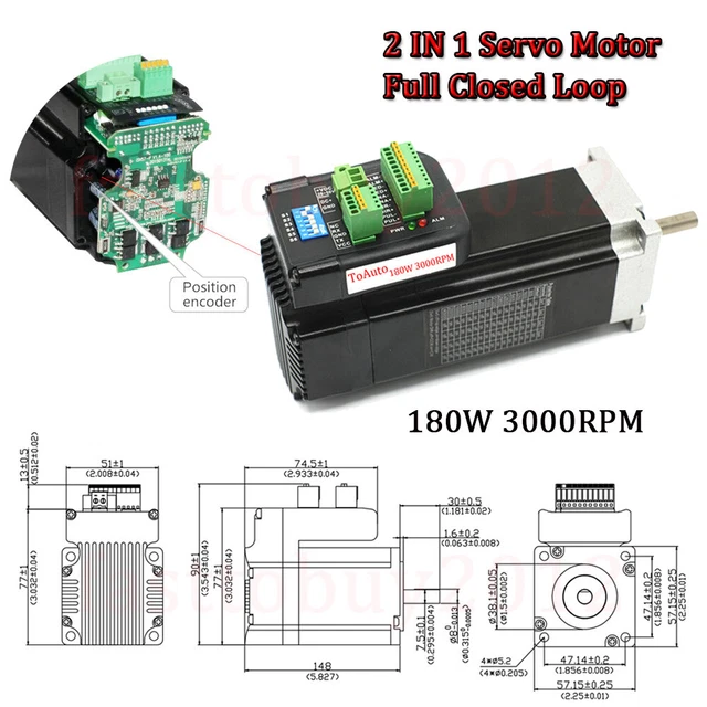 INTEGRATED CLOSED LOOP Servo Motor 180W NEMA23 36-48VDC Replace iHSV57 ...