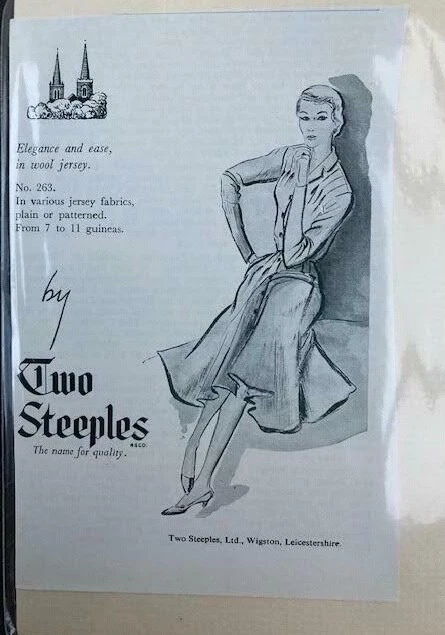 ORIGINAL VINTAGE SMALL Fashion Ad 1960's Two Steeples Jersey Fabrics ...
