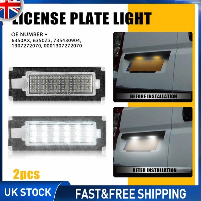 2X LED LICENCE Reg Number Plate Light For Citroen Relay Peugeot Boxer ...