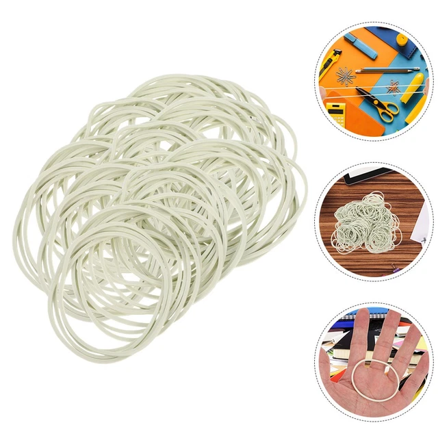 1 PACK OFFICE White Rubber Bands: 500g Bulk High Elasticity Band ...