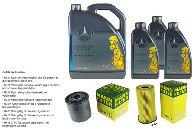 MANN-FILTER INSPECTION SET Huile moteur 8L 5W-40 MB 229.5 pour Mercedes ...