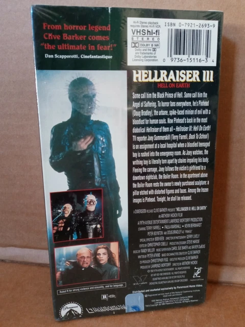HELLRAISER 3 III Hell On Earth VHS New Sealed Clive Barker Watermark £189.58 - PicClick UK
