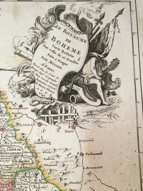 ANCIENNE CARTE GÉOGRAPHIE Gravure Map 18 eme Royaume de Boheme 1742 EUR 79,99 - PicClick FR