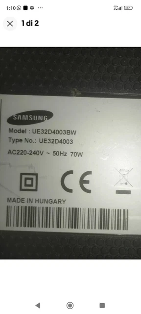 TV SAMSUNG 32& UE32D4003BW Scheda Di Alimentazione EUR 25,00 - PicClick IT