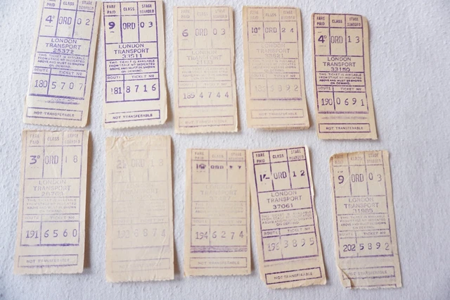 LONDON TRANSPORT GIBSON Machine Bus Tram Ticket x10 Ref P £14.99 ...