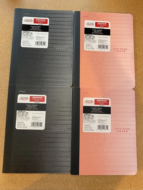 MEAD FIVE STAR Composition Notebook 100 Wide Ruled Sheets High Quality ...