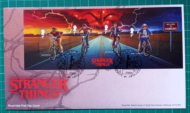 2026 STRANGER THINGS Miniature Sheet Fdc Strange St Leigh Pmk £7.45 ...