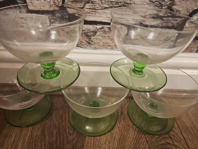 60' SEAFOOD COCKTAIL Glasses - Dessert Bowls Light Green x5 £31.45 ...