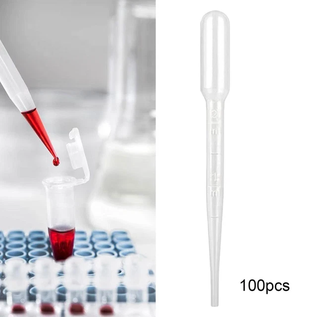 2X100PCS DISPOSABLE EYE Dropper Transfer Graduated Pipettes Lab ...