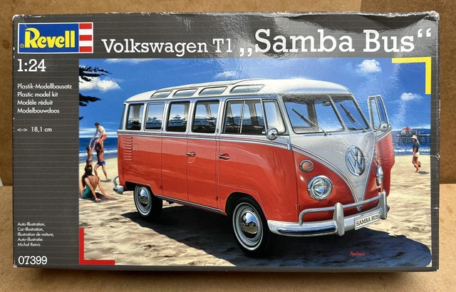 REVELL VOLKSWAGEN T1 Splitscreen Samba Bus 1:24 Scale Plastic Model Kit ...