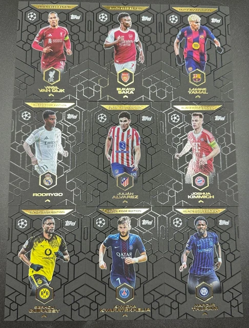 TOPPS MATCH ATTAX UCL 2025/2026 25/26 All 9 Black Edge Edition Cards BE1 - BE9 £61.58 - PicClick UK
