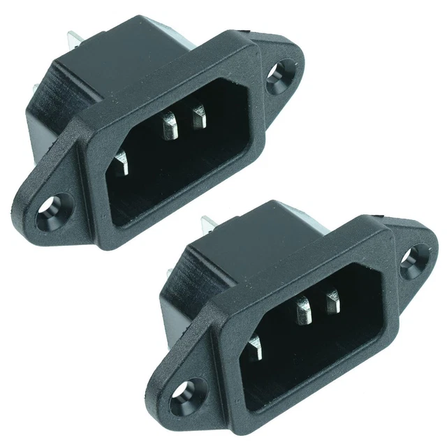 2 X C14 IEC Panel Mount Inlet 10A Chassis Socket Connector £3.99 ...
