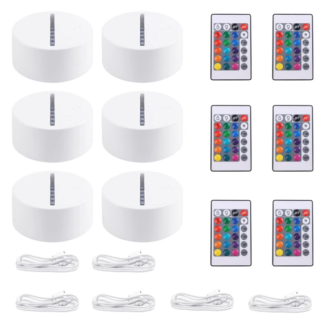 6 PIECES 3D Night LED Light Lamp Base 16 Colors Base, Decorative Light ...