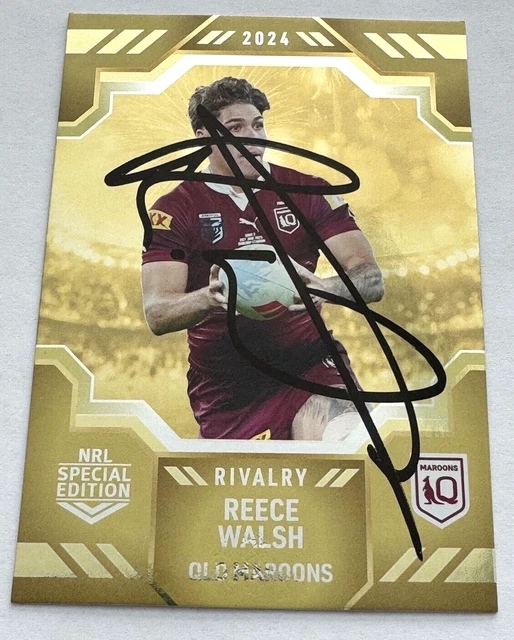 QUEENSLAND MAROONS REECE Walsh 2024 Rivalry Gold Signed Trading Card ...