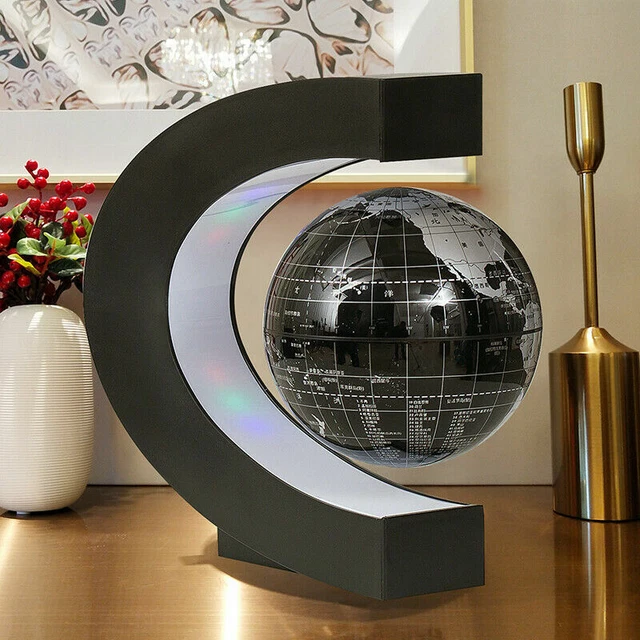 MAGNETIC LEVITATION FLOATING Earth Globe Map With C Shape Base LED ...