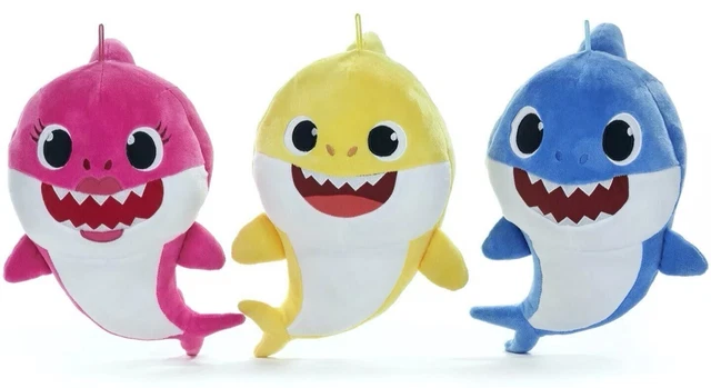 BABY SHARK LARGE Plush 10 INCH Pink Yellow Blue Great SHARK Super Soft ...