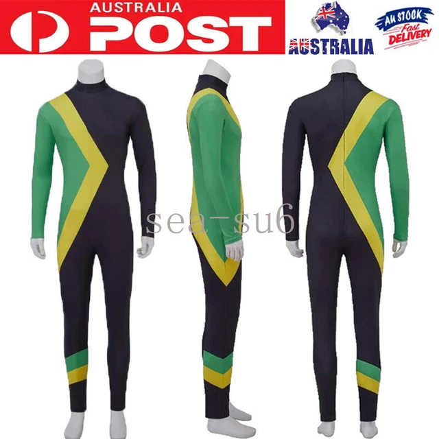 MENS JAMAICAN BOBSLED Team Costume Jamaica Spandex Cool Runnings Suits ...