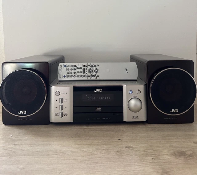 MICRO CHAINE HI-FI DVD JVC Model CA-EXA3 avec enceintes a cone en Bois ...