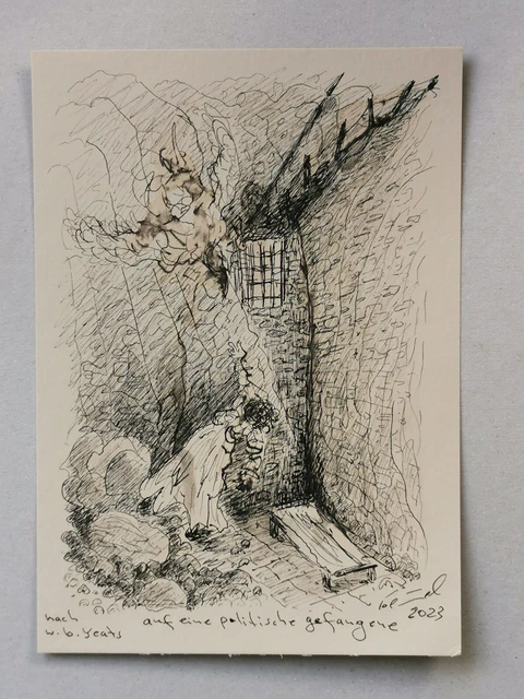 ZEICHNUNG, DRAWING, DESSIN, nach william butler yeats, auf eine polit ...