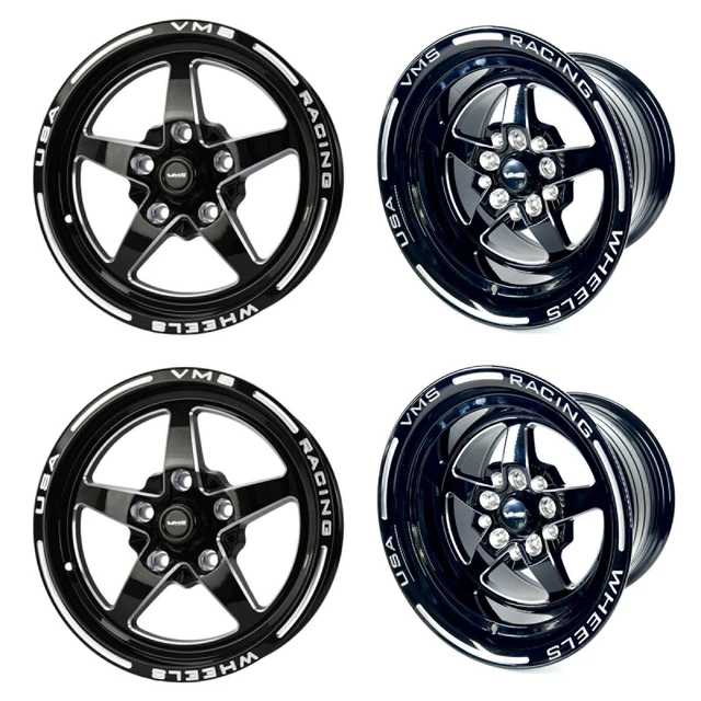 VMS RACING V Star Drag Pack Wheels Rims 15X3.5 & 13x9 5X100 5X114 (5X4 ...