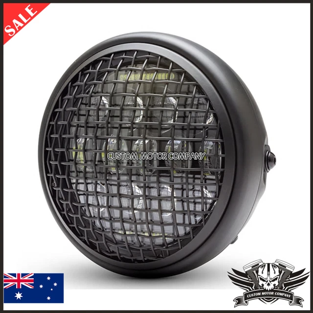 7& GRILL RETRO motorcycle headlight led daymake cafe racer bobber ...