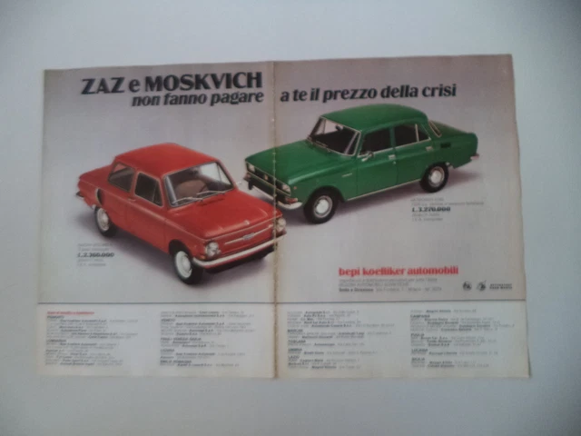 ADVERTISING PUBBLICITÀ 1978 ZAZ 968 A/MOSKVICH 2140 EUR 6,00 - PicClick FR