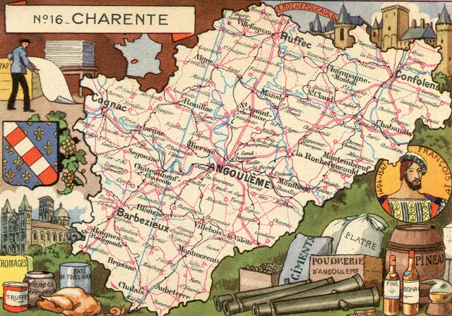 CARTE GÉOGRAPHIQUE DE la CHARENTE EUR 1,50 - PicClick FR