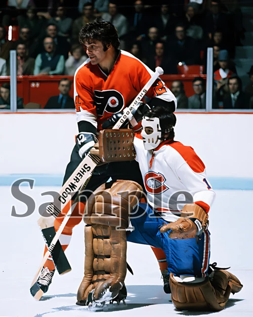 MONTREAL CANADIENS GOALIE Rogie Vachon vs Flyers Dornhoefer Color 8 X ...