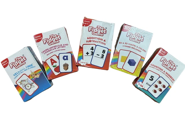 THE FIDGET GAME Set of 5 Flash Cards Brand New Sealed Addition Shapes ...